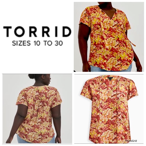 torrid | Tops | Torrid 3 Plus Size Rust Floral Short Sleeve Esther ...
